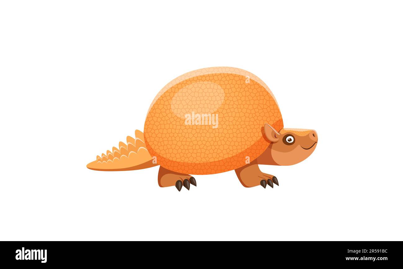 Cartoon Glyptodon armadillo character. Prehistoric animal, paleontology ...