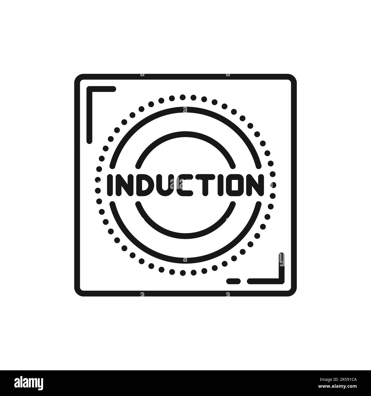 Induction stove with burner isolated outline icon. Vector electric ...