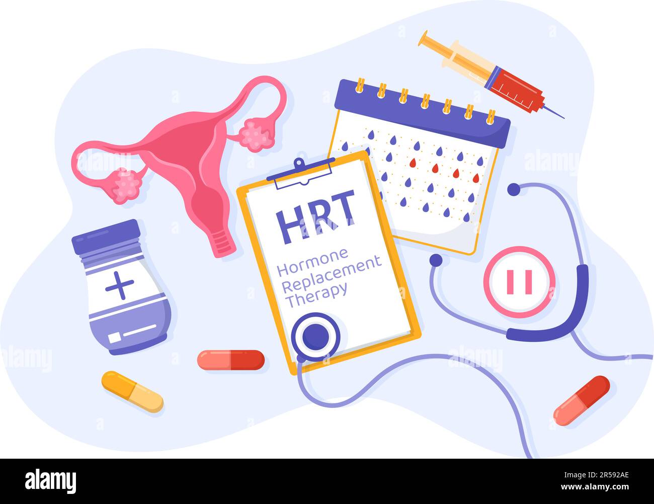 Hrt Or Hormone Replacement Therapy Acronym Vector Illustration With