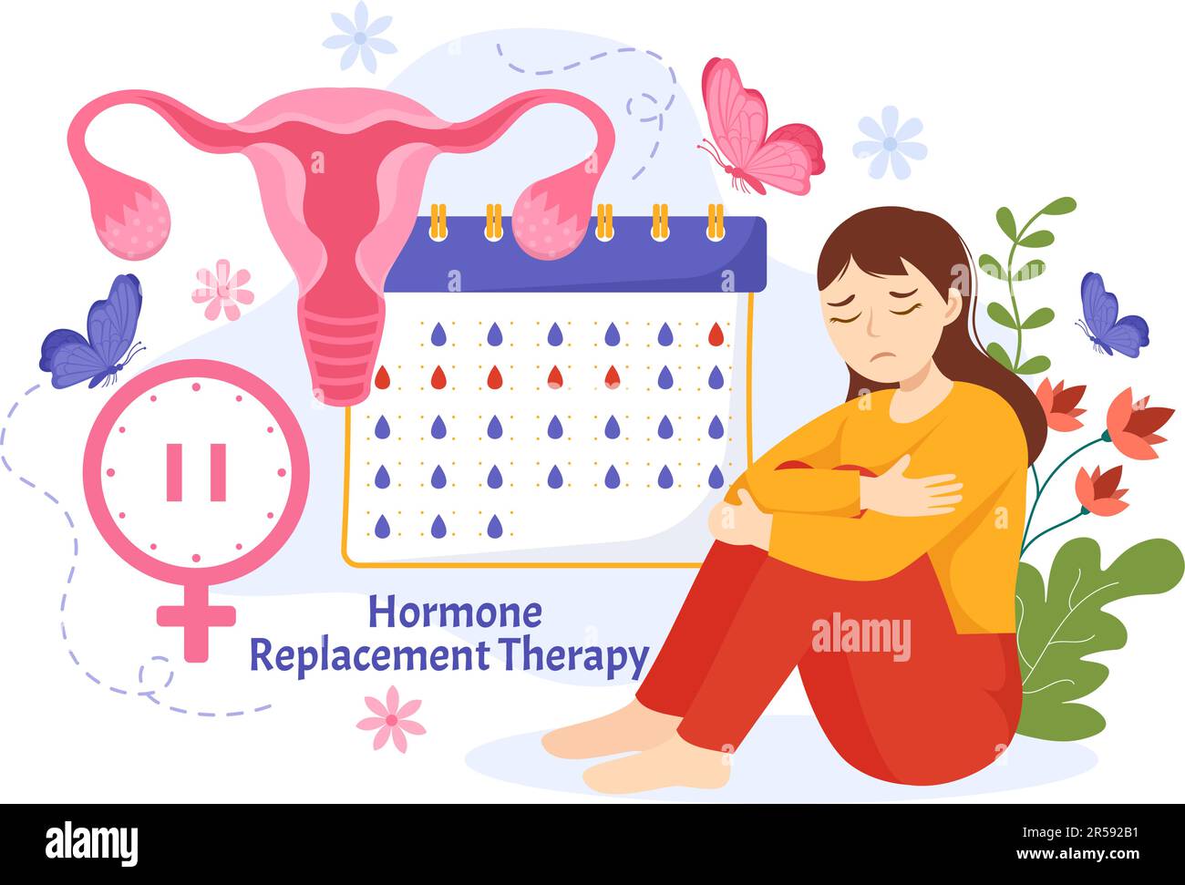 HRT or Hormone Replacement Therapy Acronym Vector Illustration with ...