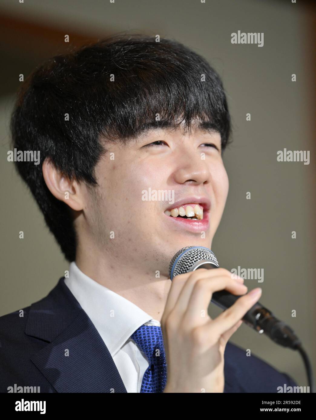 Shogi player Sota Fujii attends a press conference in Takayama in ...