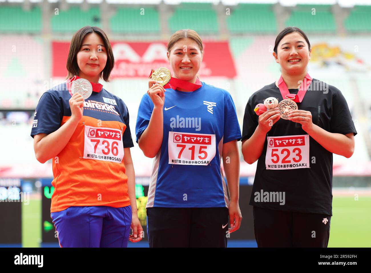 Osaka, Japan. 1st June, 2023. (L to R) Nanaka Kori, Maki Saito, Minori ...