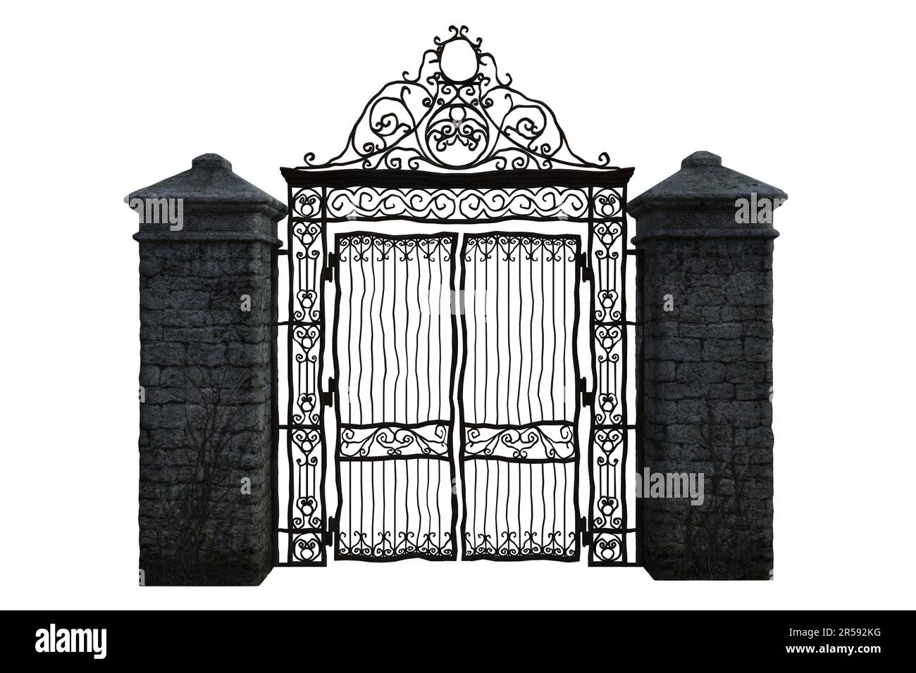 Old Asylum Gates isolated on white, 3d render Stock Photo - Alamy