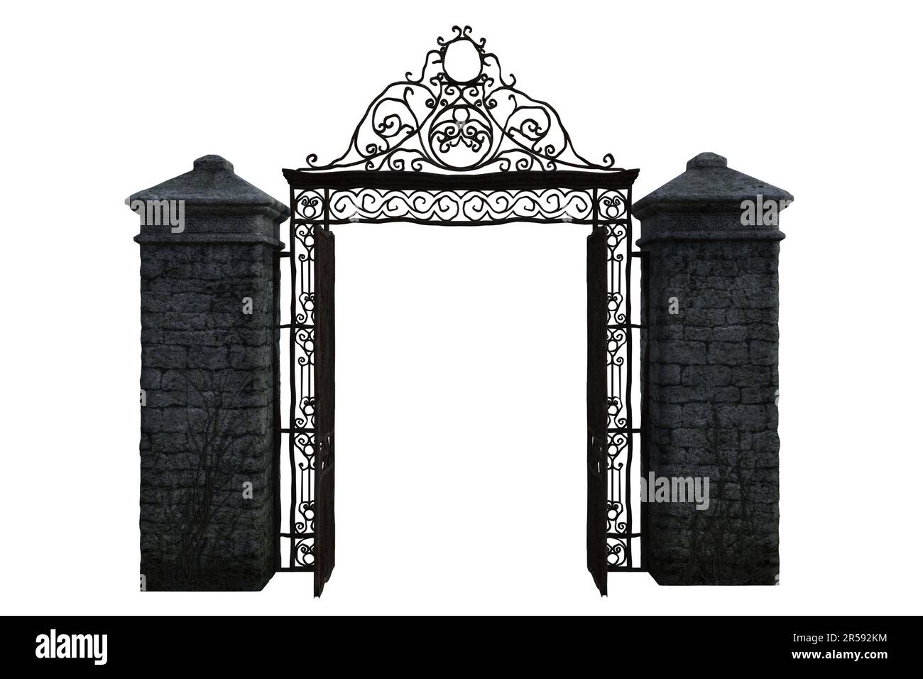 Old Asylum Gates isolated on white, 3d render Stock Photo - Alamy