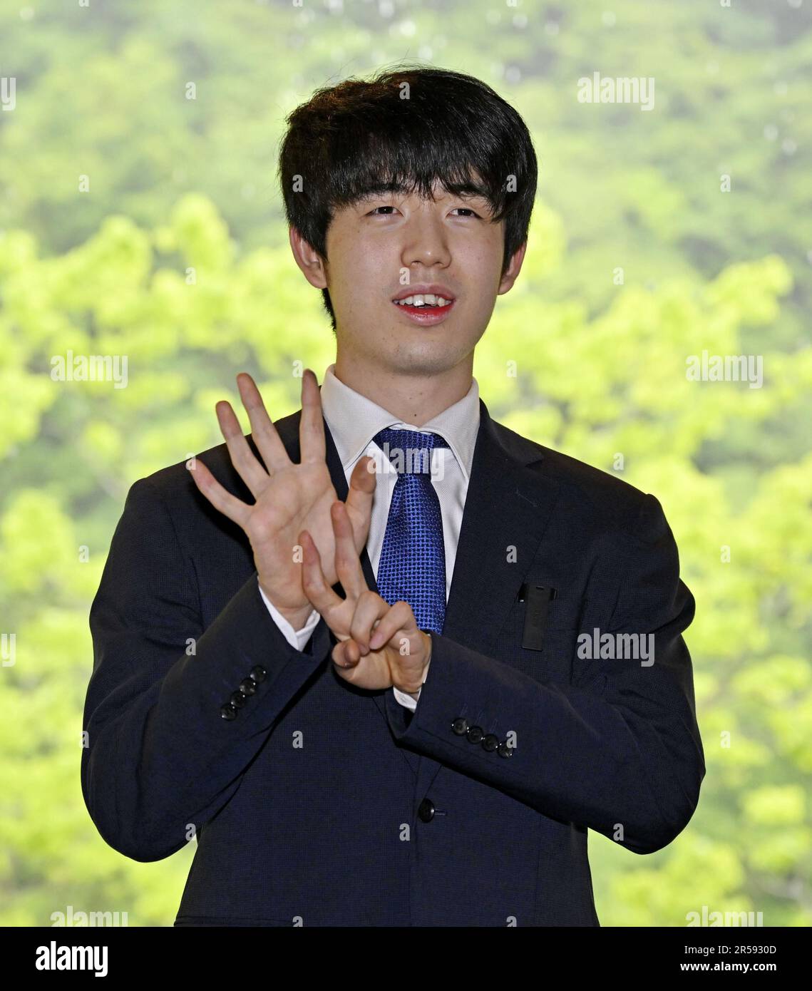 Shogi player Sota Fujii poses in Takayama in Nagano Prefecture, central ...