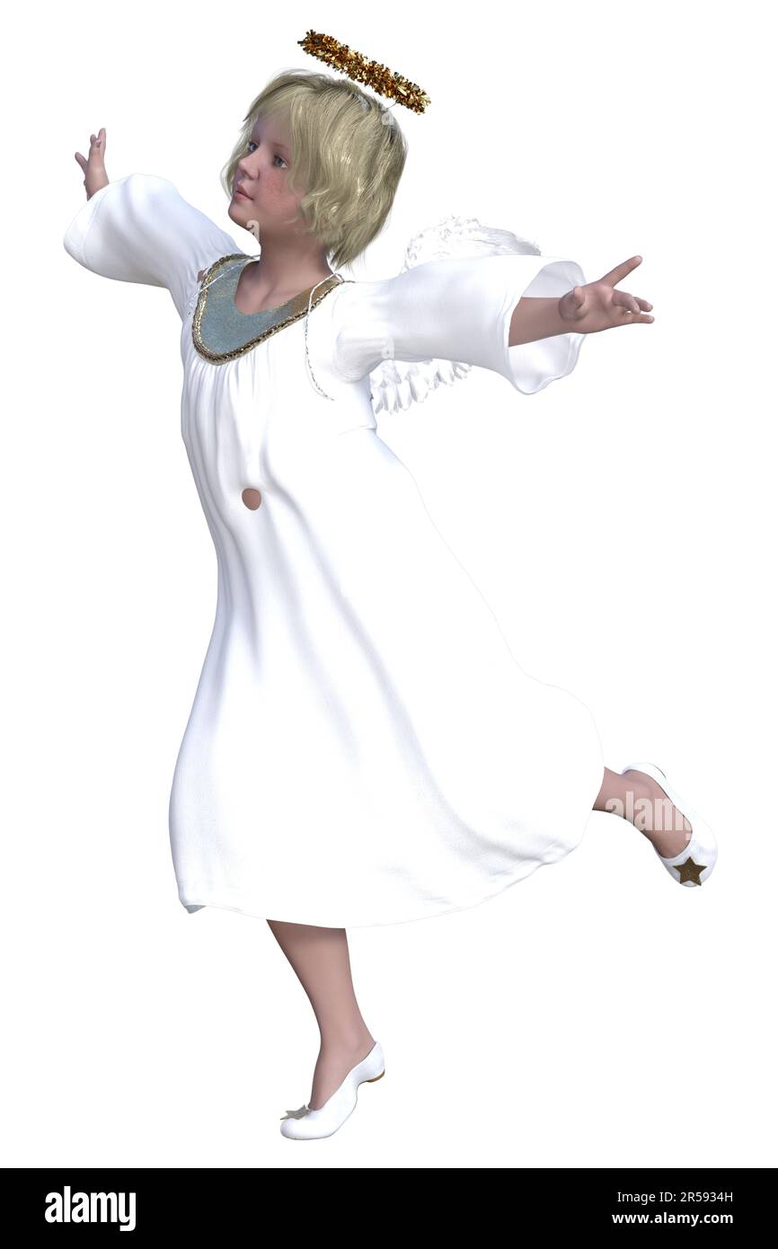 Little Angel with wings isolated on white, 3d render Stock Photo - Alamy