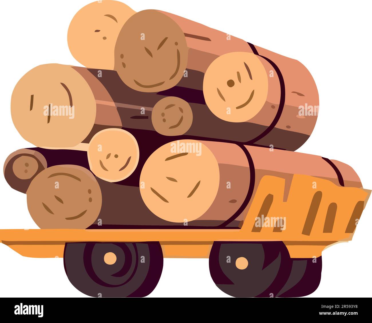 Trucking industry delivers heavy timber isolated Stock Vector Image ...