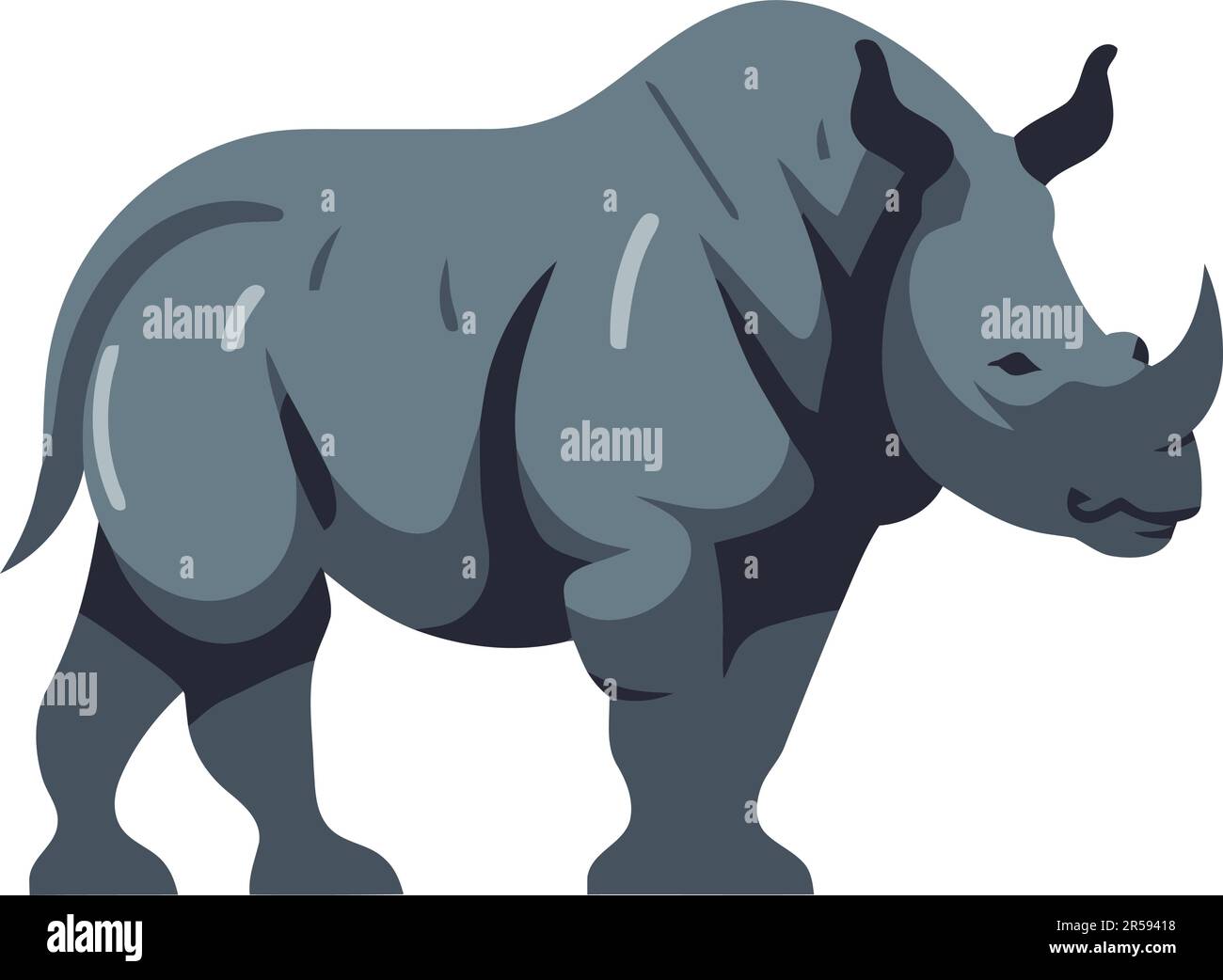 Standing of large horned cattle grazing isolated Stock Vector Image ...