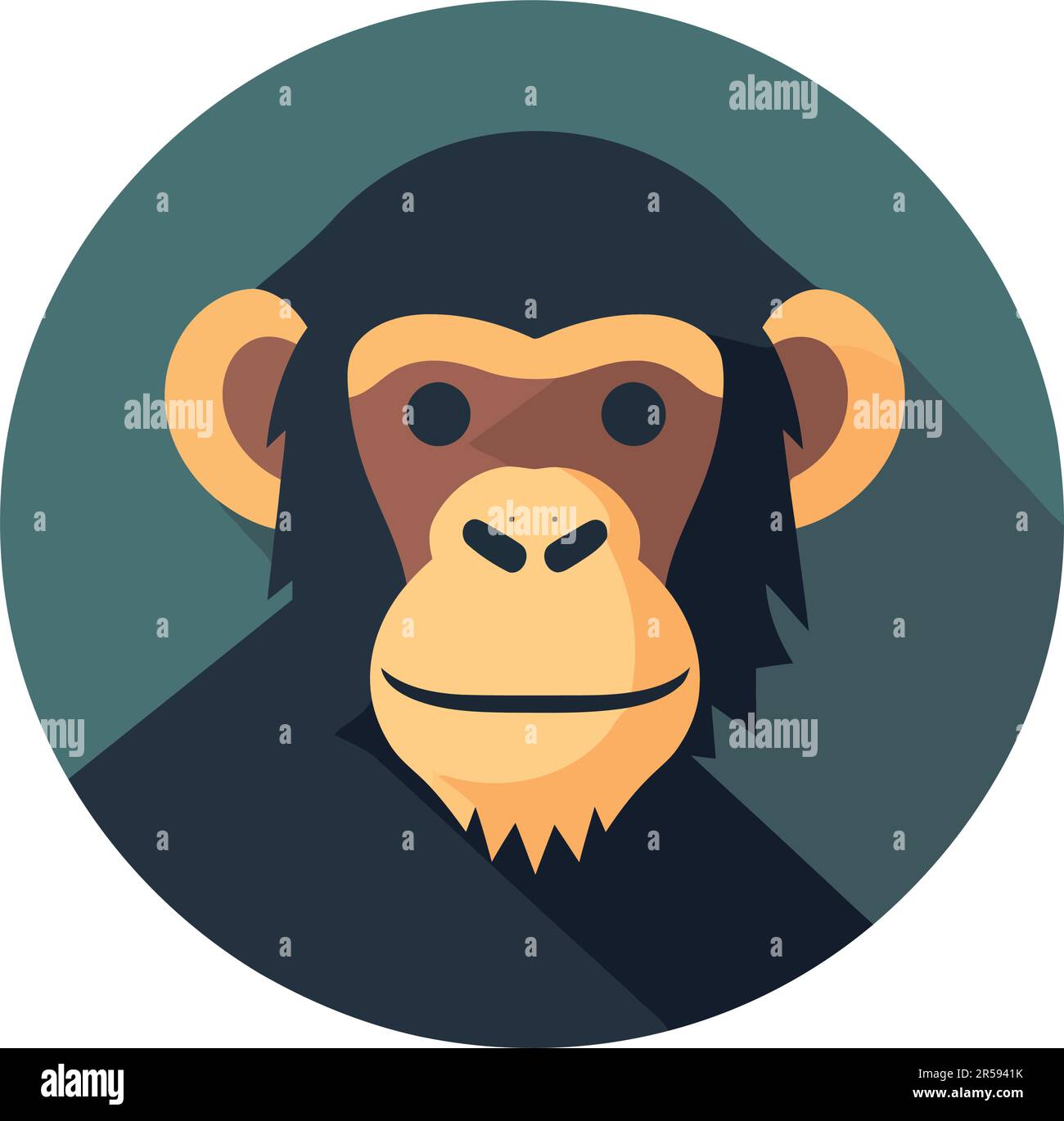 Cute monkey mascot sitting in circle isolated Stock Vector Image & Art ...