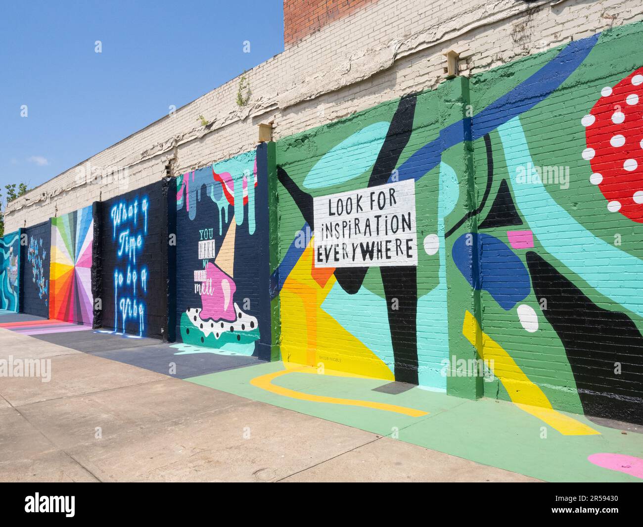 Colorful Art Alley murals painted by Shelbi Nicole in Baytown, Texas ...