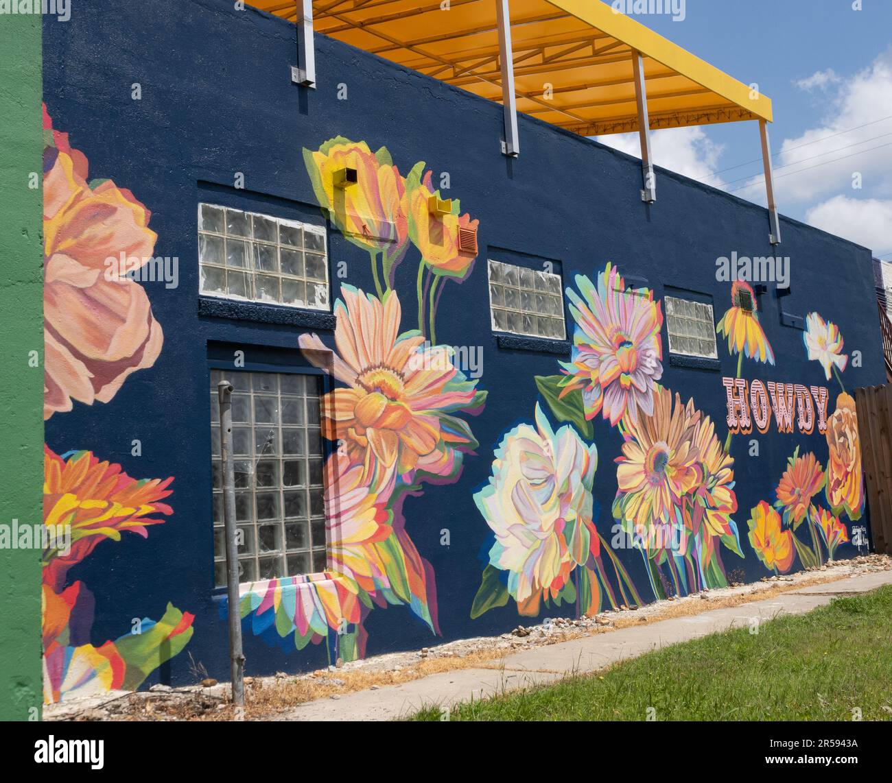 Howdy mural with glitch flowers painted by Tyler Kay in Baytown, Texas ...