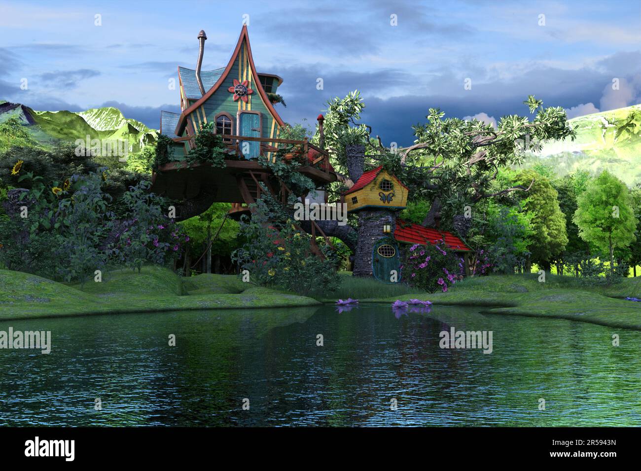 Magical Fairy Land Backdrop, 3d render Stock Photo - Alamy