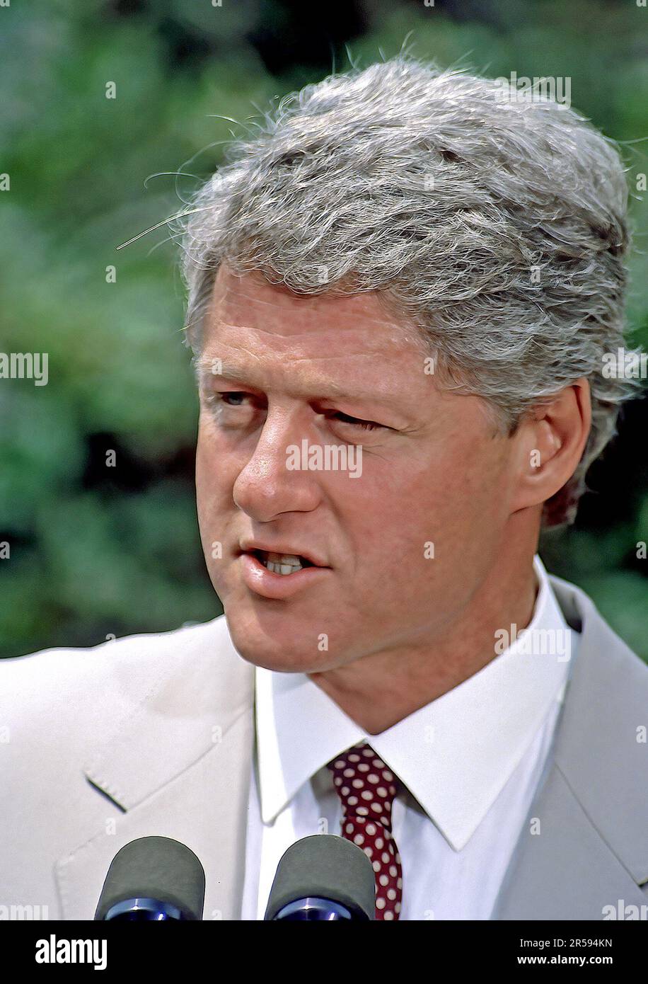 WASHINGTON DC - JULY 24, 1993 President Bill Clinton speaking at the ...