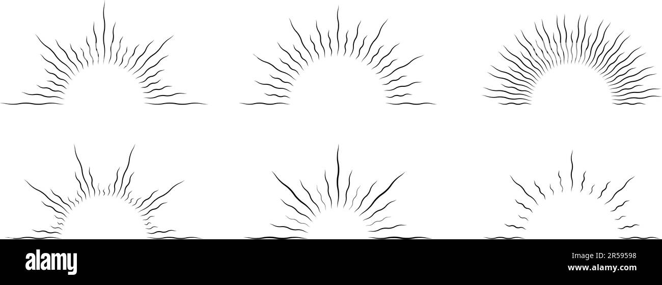 Half Curved Sunburst Frame Set Vintage Sunrise And Sunset Collection