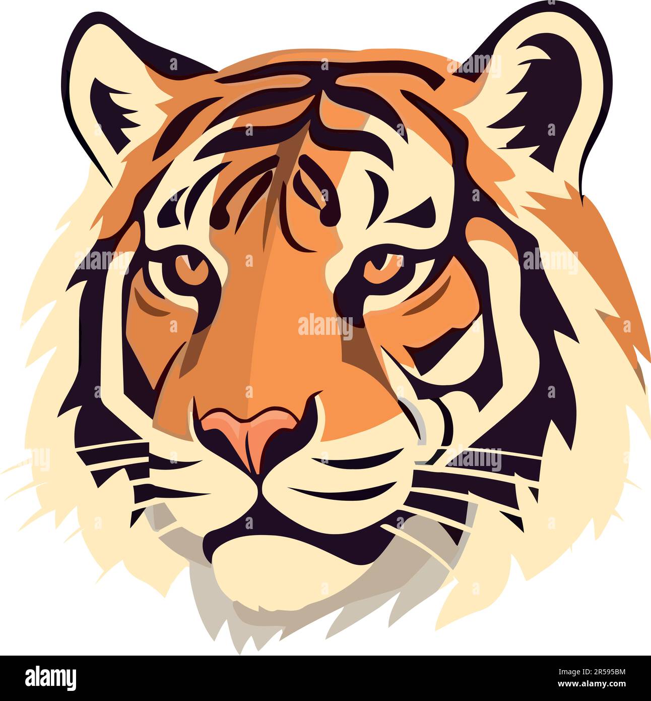 Large striped feline symbol of danger in nature isolated Stock Vector ...