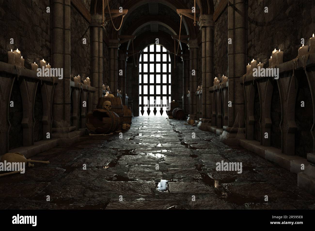 Old dungeon backdrop / background, 3d render Stock Photo - Alamy