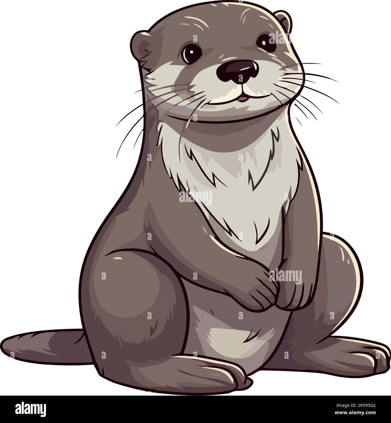 Cute otter sitting illustration isolated Stock Vector Image & Art - Alamy