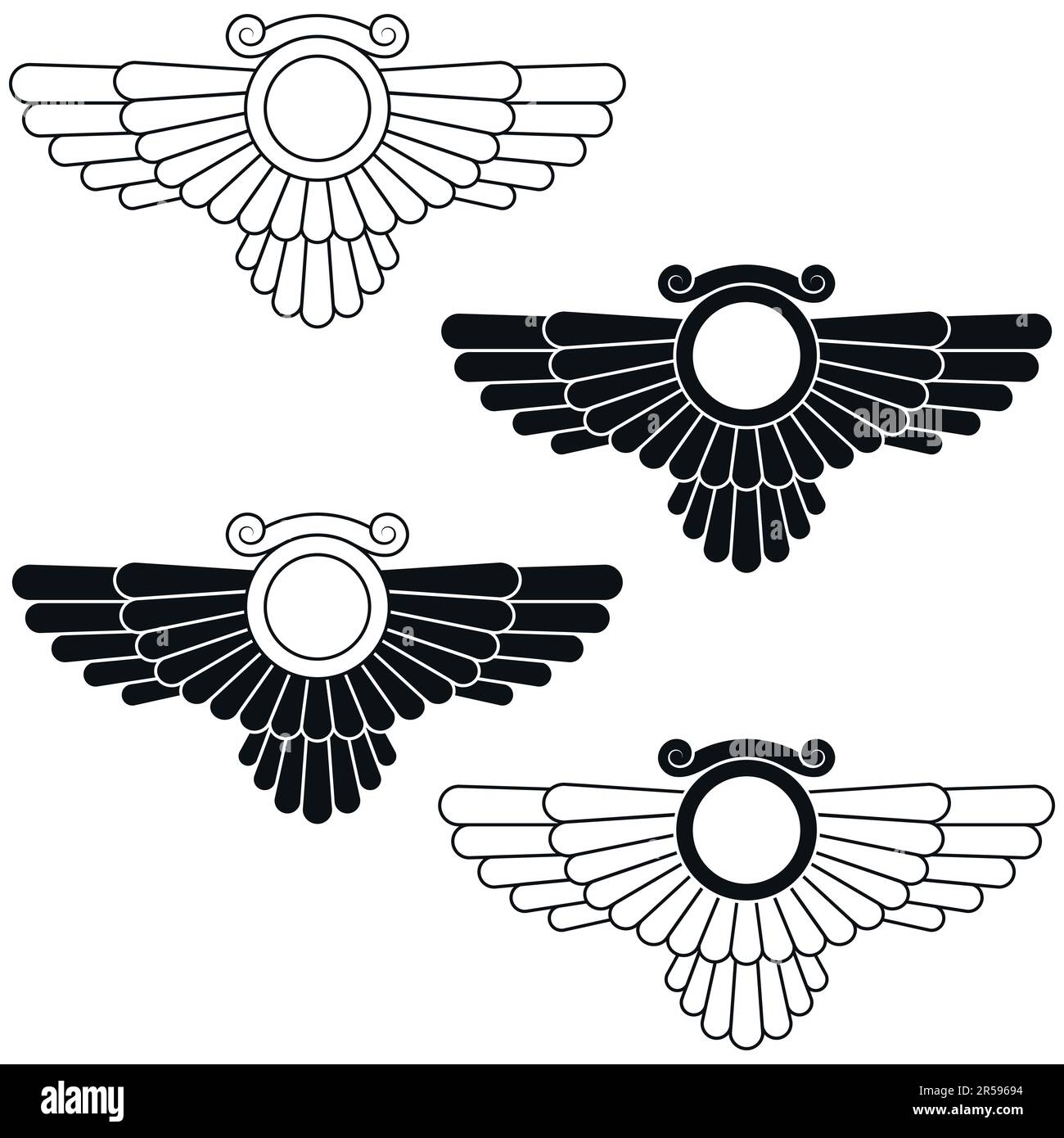 Vector design of Faravahar symbol, winged solar disk, Zoroastrian ...