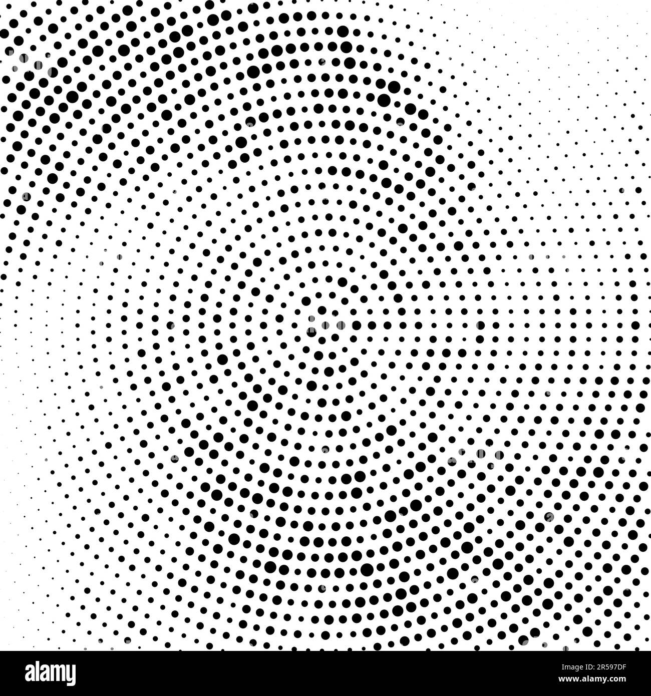 Radial halftone gradient background. Dotted concentric texture with ...