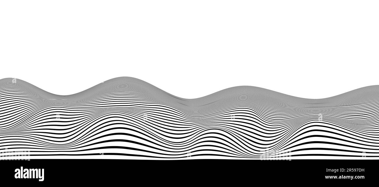 Wavy stripes background. Curve thin lines pattern. Abstract black ...