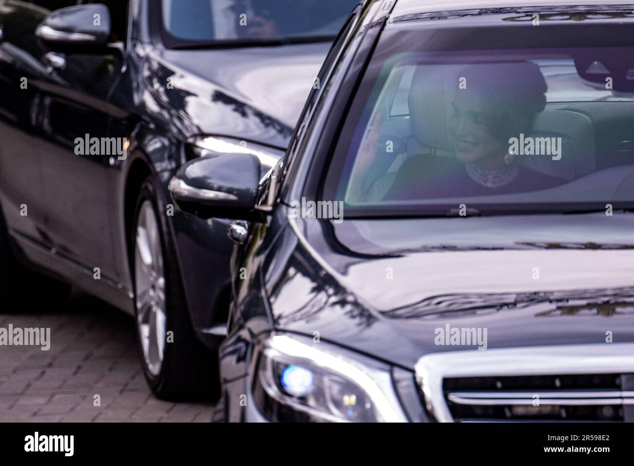 Amman, Jordan. 01st June, 2023. Queen Randa of Jordan leaves Zahran ...
