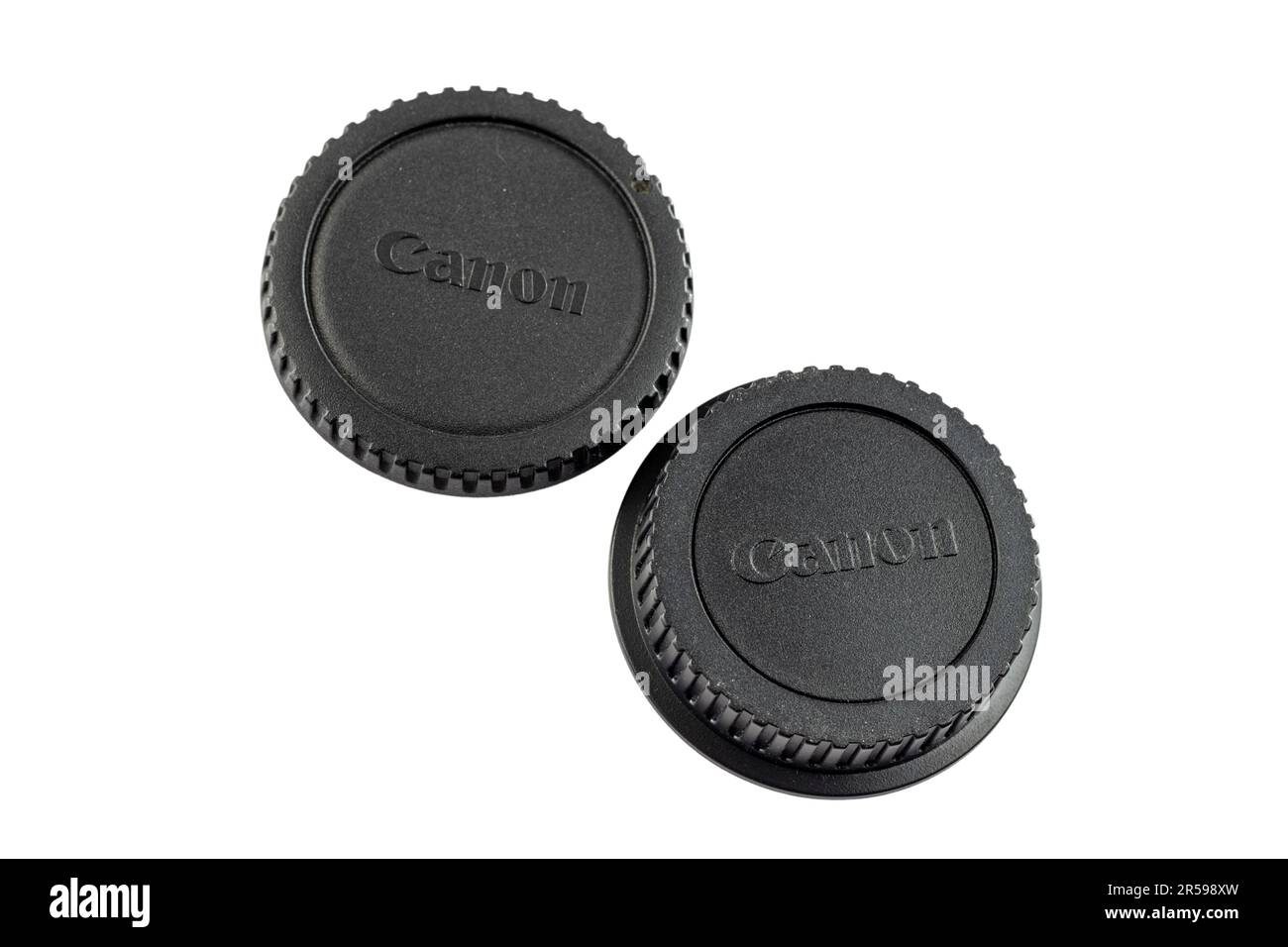 Swat, Pakistan - February 17, 2023: Canon lens front and back cover ...