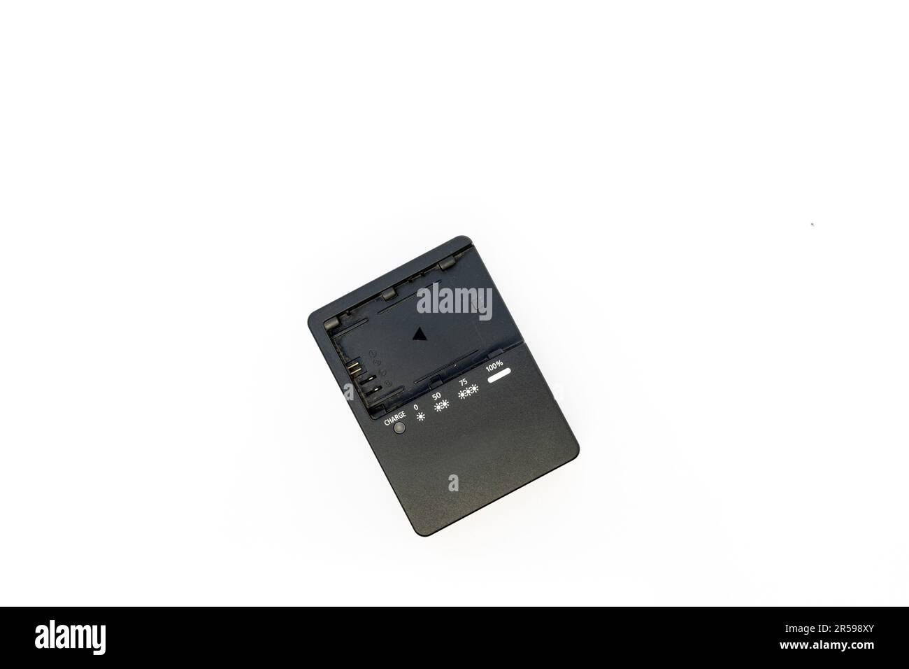DSLR camera battery charger on white isolated background with copy ...