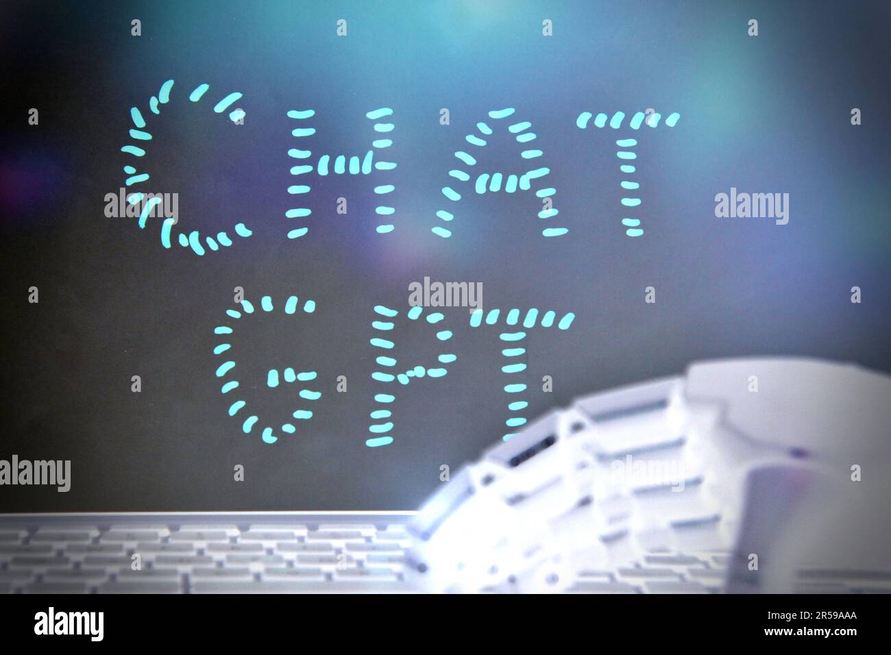 Florence , Italy April 19th 2023. ChatGPT neon light sign concept, open ...