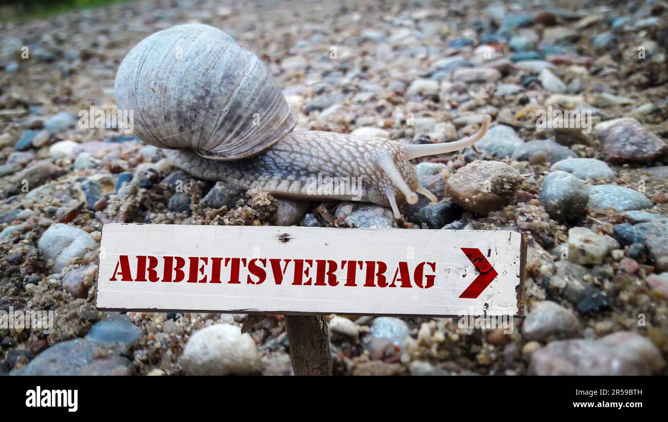 Image shows a signpost and a sign in the direction of an employment ...