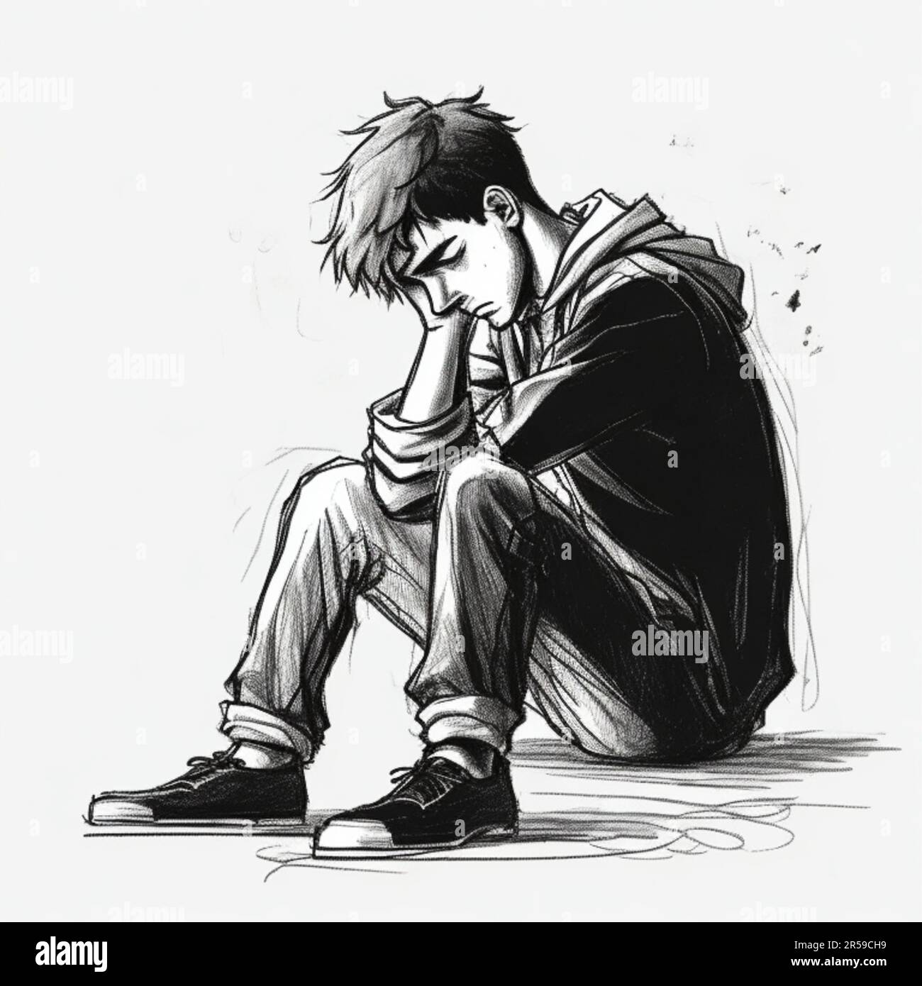 Sad Boy Alone In Love Sketch