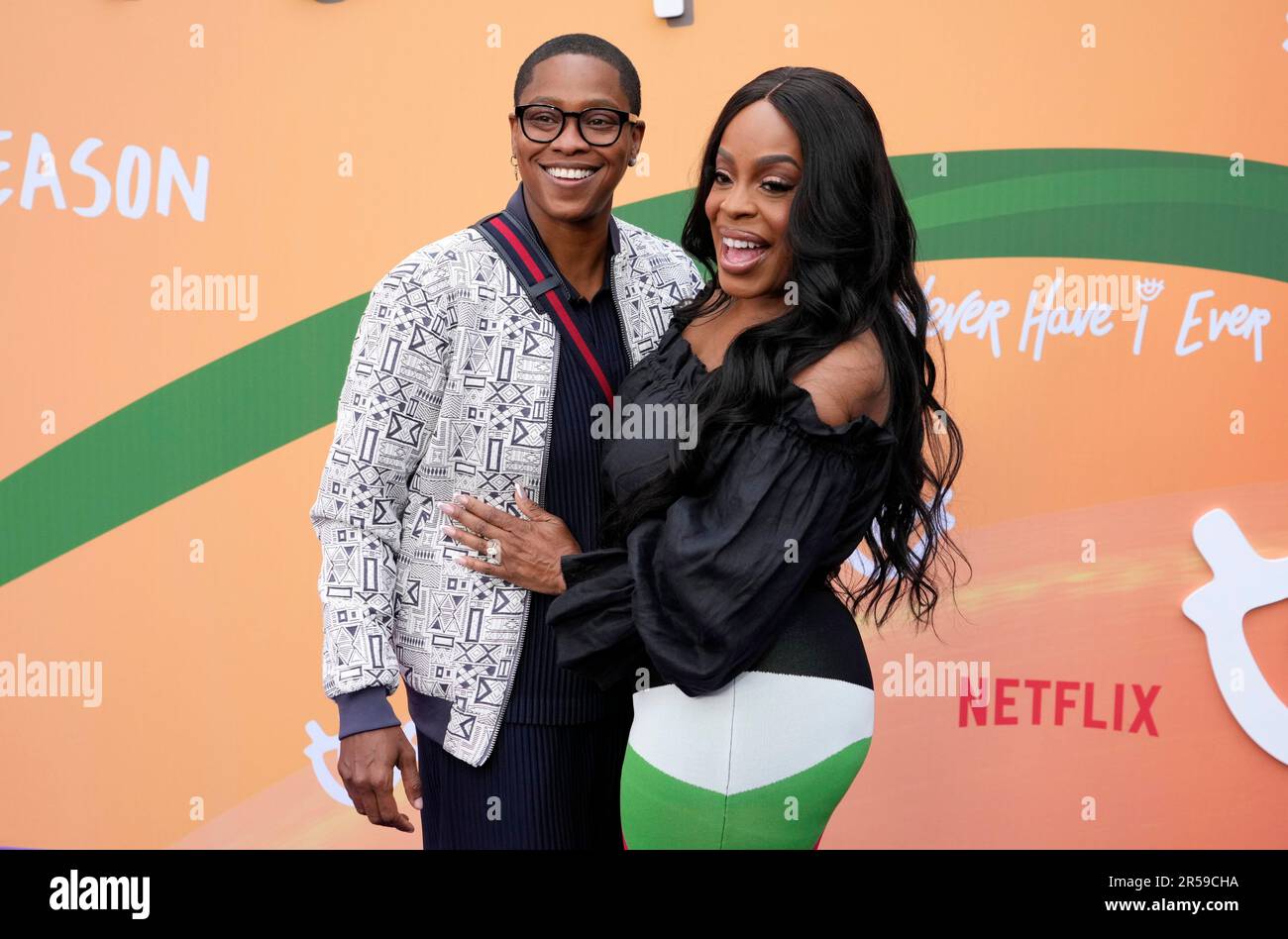 Niecy Nash-Betts, right, a cast member in "Never Have I Ever," poses ...