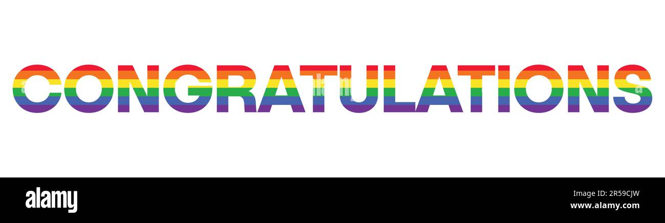 The word Congratulations. Vector banner with the text colored rainbow ...