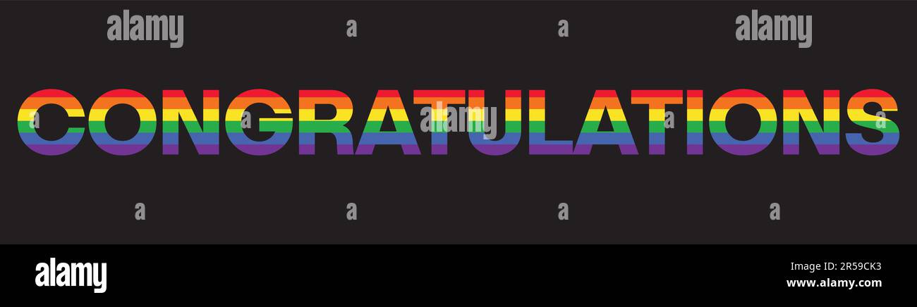 The word Congratulations. Vector banner with the text colored rainbow ...