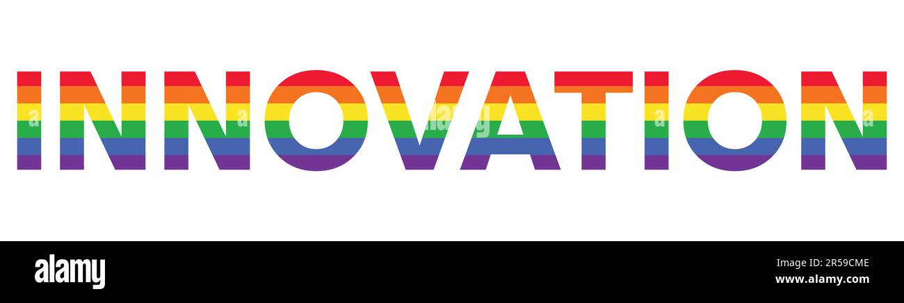 The word Innovation. Vector banner with the text colored rainbow ...
