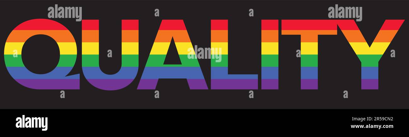 The word Quality. Vector banner with the text colored rainbow. vector ...