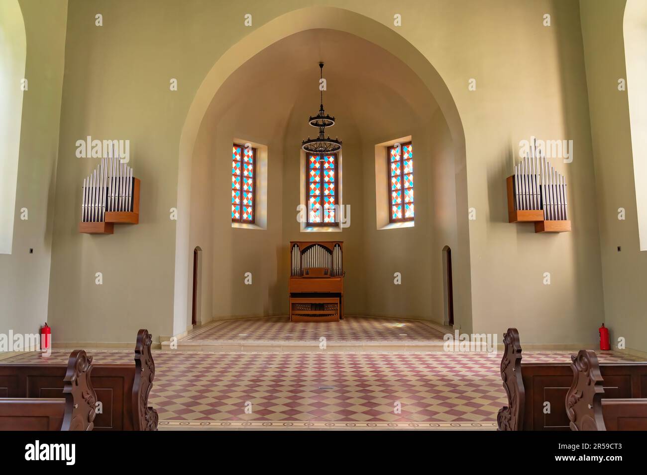 Old Lutheran church in Shamkir city, built in 1909. Western Azerbaijan ...