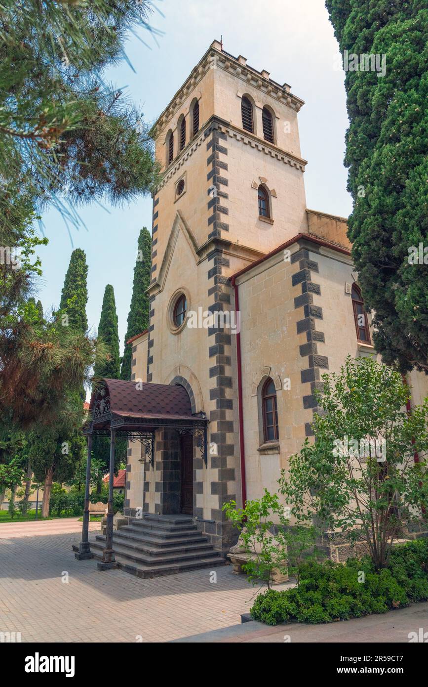 Old Lutheran church in Shamkir city, built in 1909. Western Azerbaijan ...