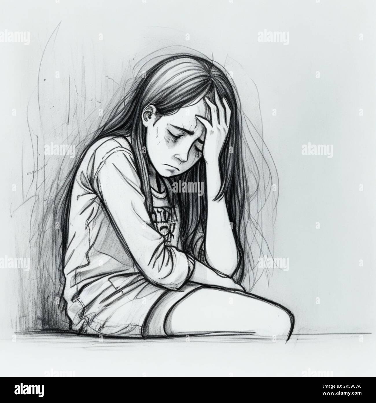 Woman Sad Drawing