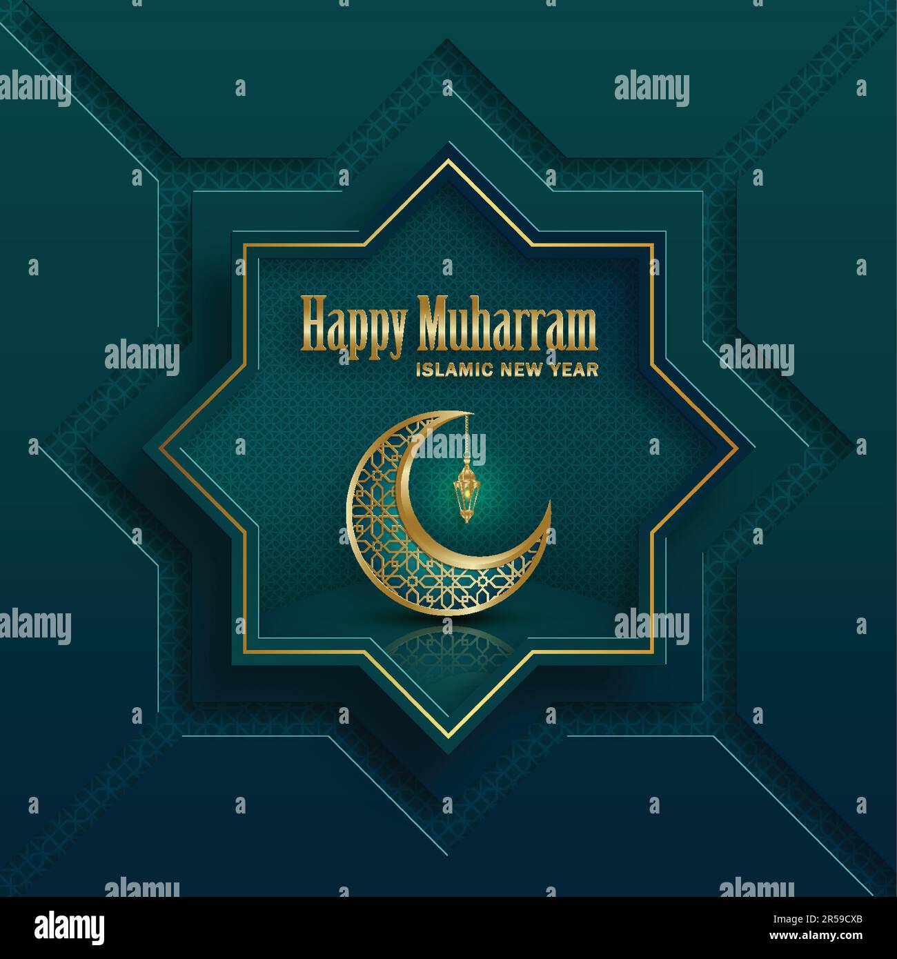 Happy Muharram, the Islamic New Year, new Hijri year design with gold ...
