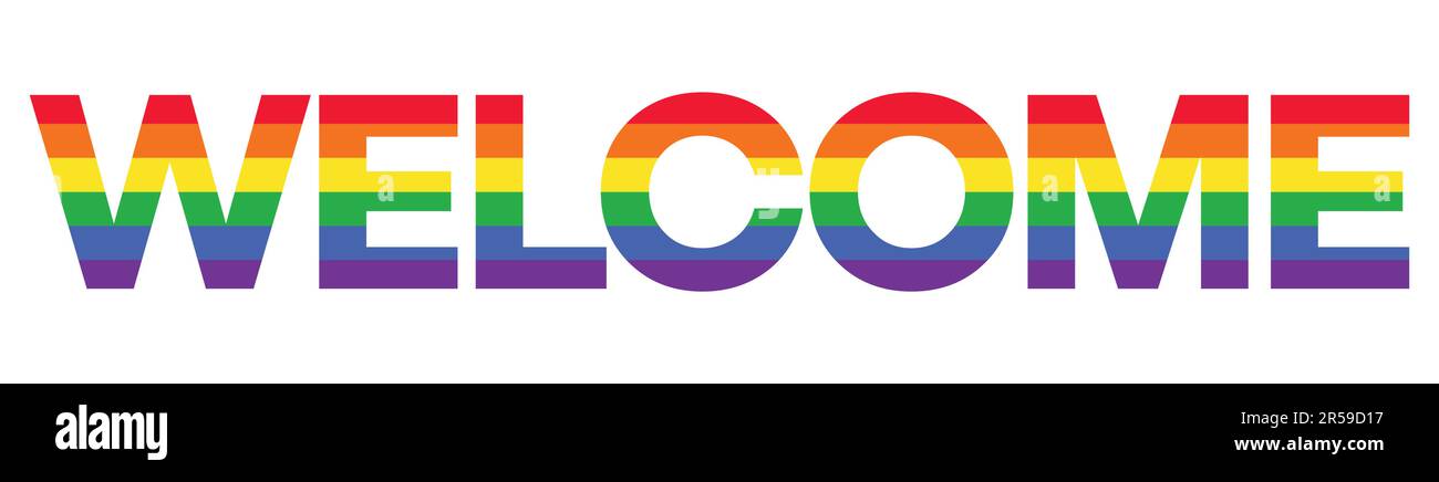 The word Welcome. Vector banner with the text colored rainbow. Welcome ...
