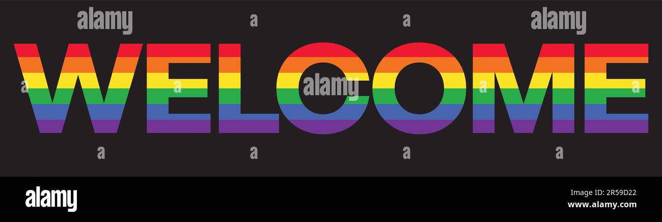 The word Welcome. Vector banner with the text colored rainbow. Welcome ...