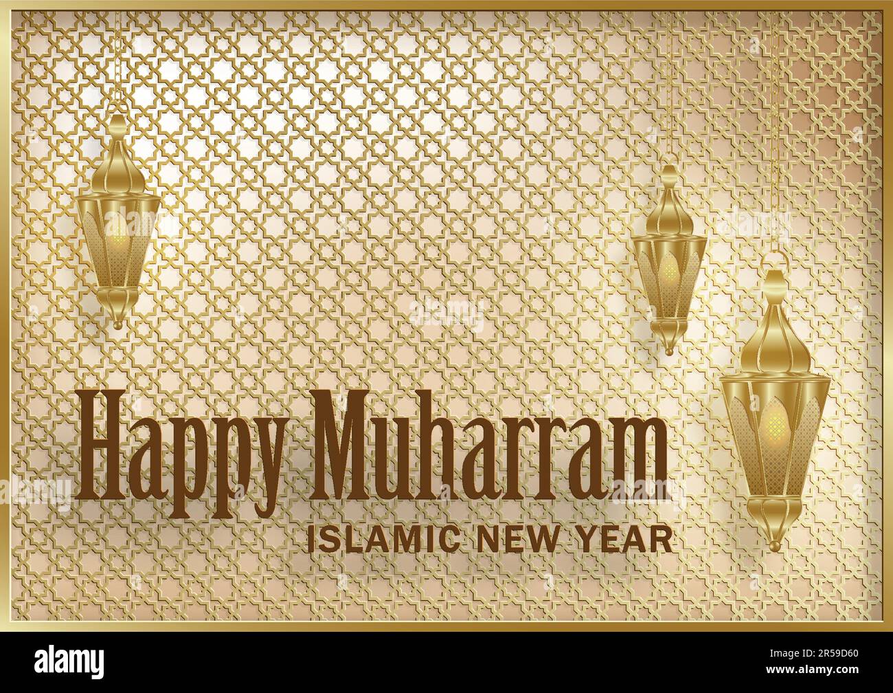 Happy Muharram, the Islamic New Year, new Hijri year design with gold ...