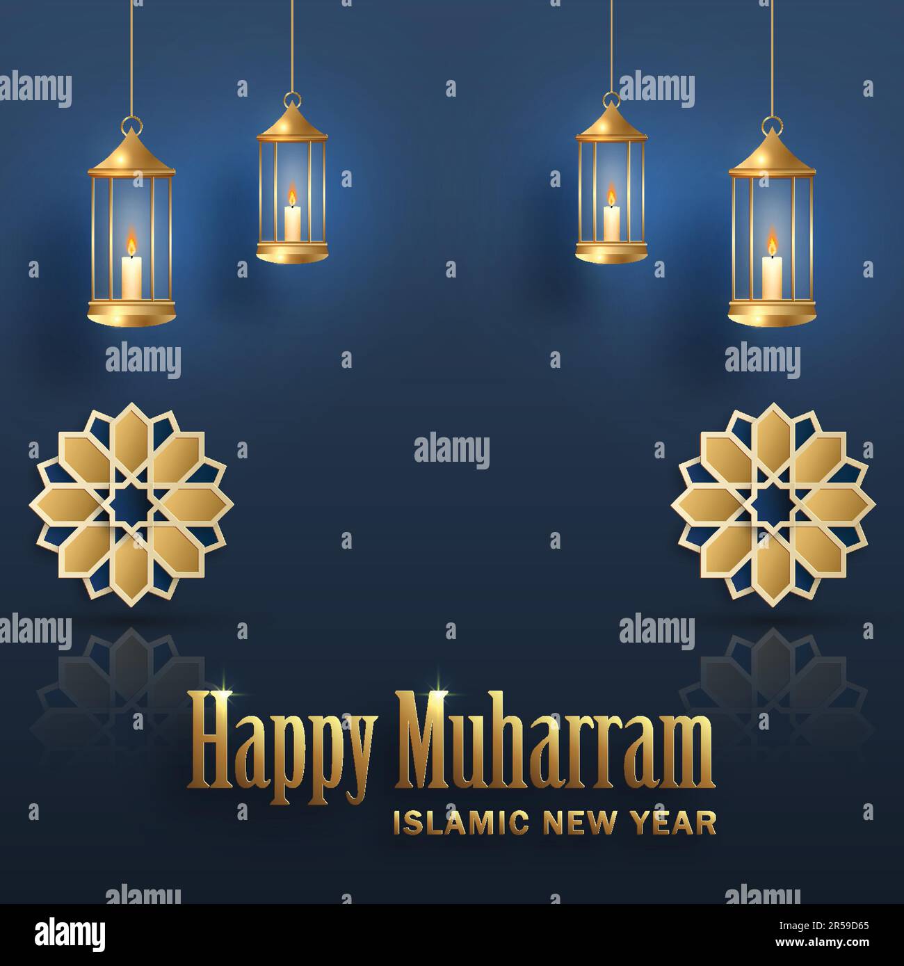 Happy Muharram, the Islamic New Year, new Hijri year design with gold ...