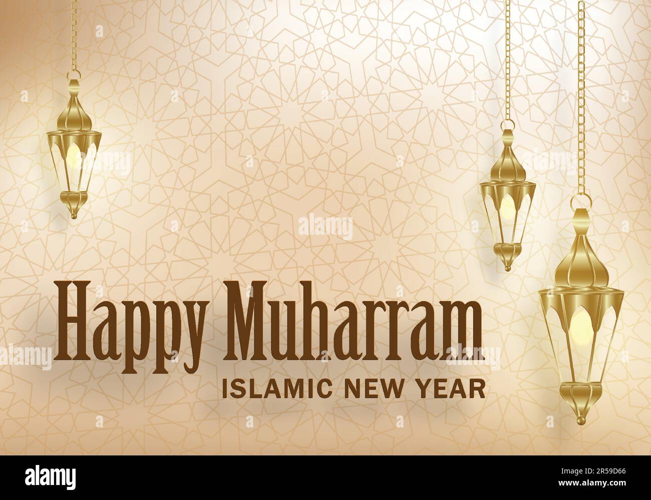 Happy Muharram, the Islamic New Year, new Hijri year design with gold ...