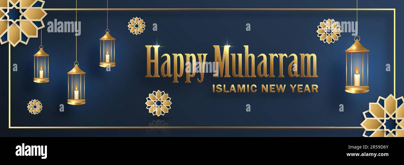 Happy Muharram, the Islamic New Year, new Hijri year design with gold ...