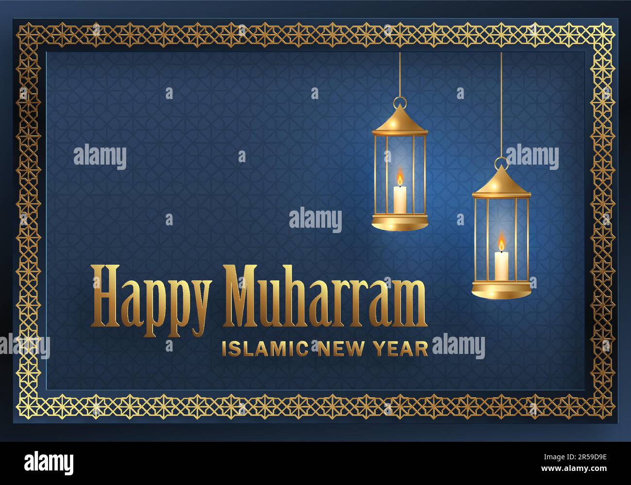 Happy Muharram, the Islamic New Year, new Hijri year design with gold ...