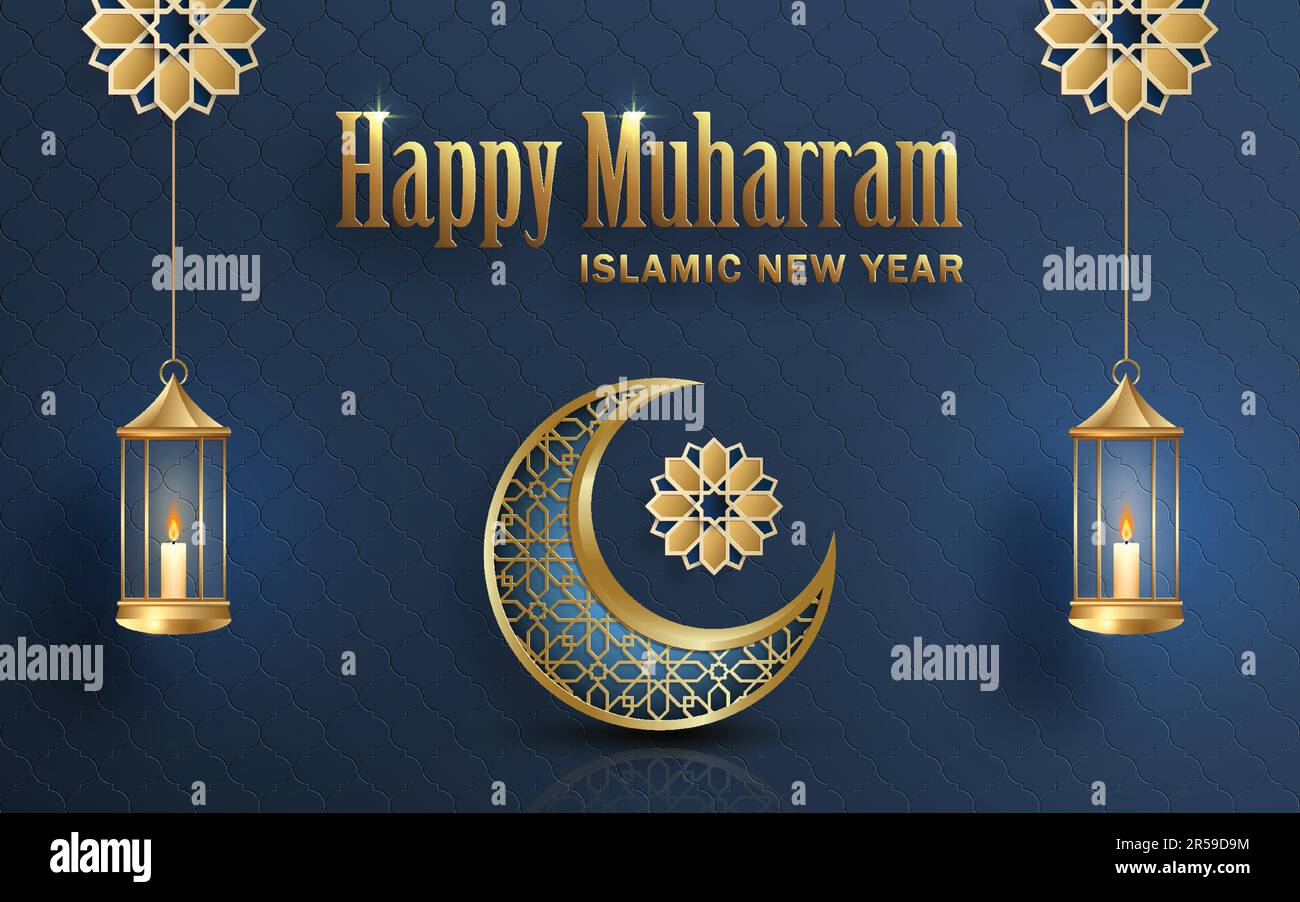 Happy Muharram, the Islamic New Year, new Hijri year design with gold ...