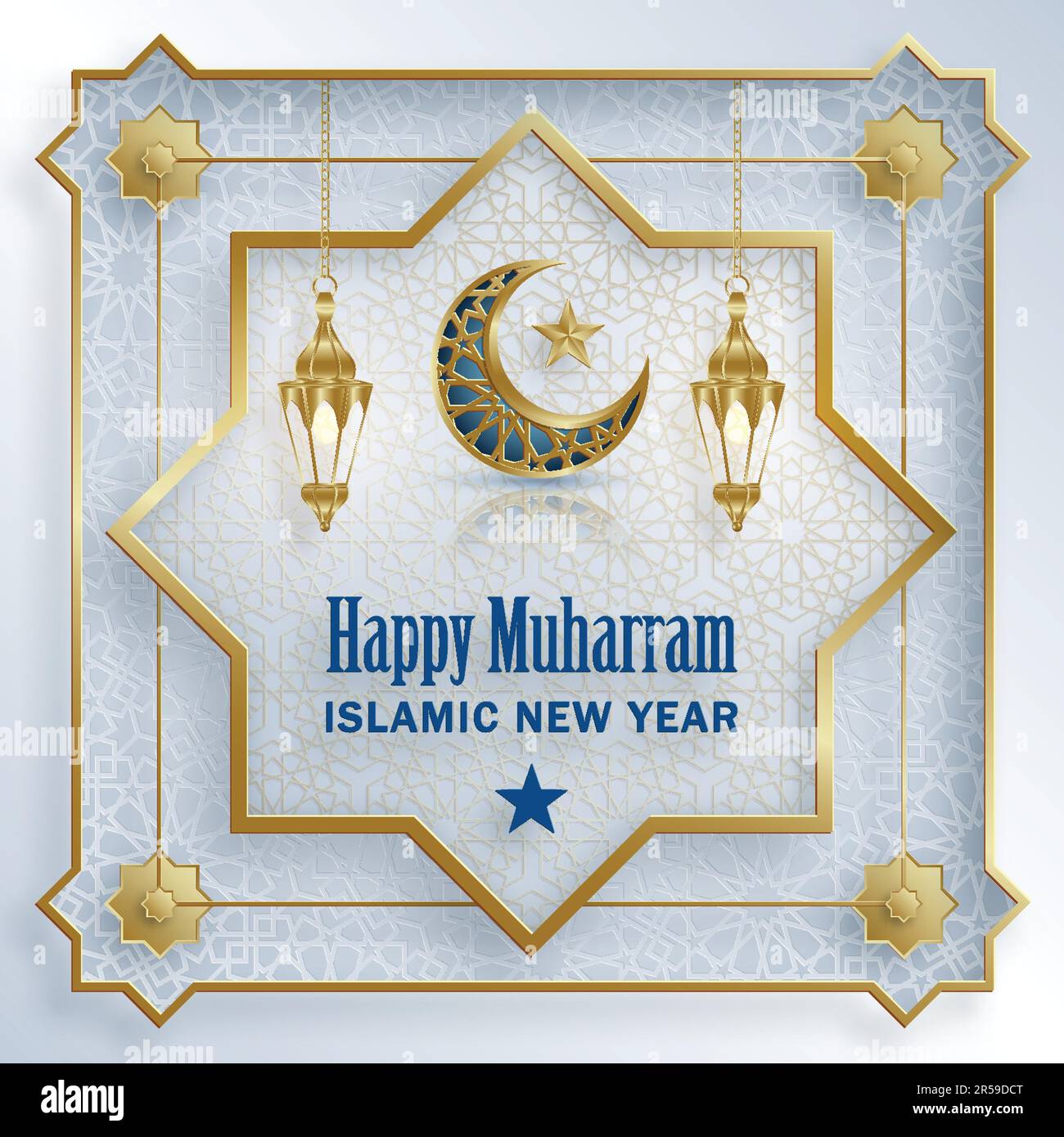Happy Muharram, the Islamic New Year, new Hijri year design with gold ...