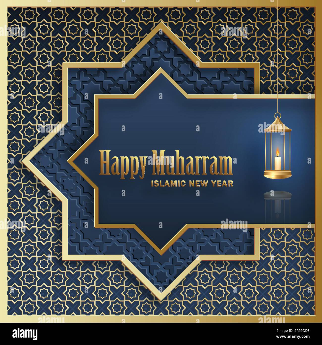 Happy Muharram, the Islamic New Year, new Hijri year design with gold ...