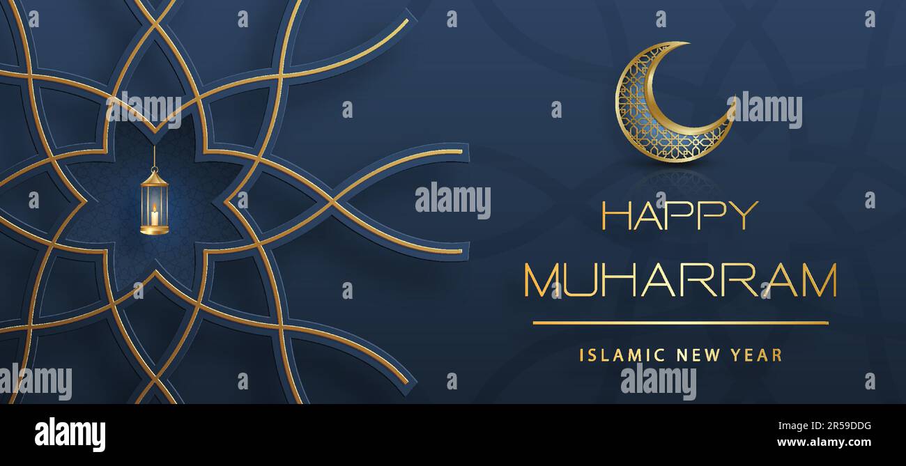 Happy Muharram, the Islamic New Year, new Hijri year design with gold ...
